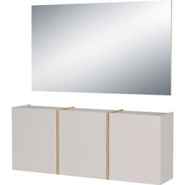 Garderoben-Set Germania, B:138cm H:200cm T:29cm, wei&szlig;, Glas, Holzwerkstoff, Flur, Kastenm&ouml;bel-Sets, "GW-Libbiano Plus", 2-tlg. Set