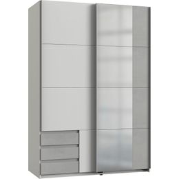 Schwebet&uuml;renschrank wimex, B:135cm H:198cm T:64cm, wei&szlig;, Schr&auml;nke, "Emden moderner Kleiderschrank mit Spiegel und Schubladen", Schlafzimmer Schrank