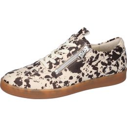 Waldl&auml;ufer WALDL&Auml;UFER Damen Sneaker "H-DAISY", Gr. 6, schwarz-wei&szlig;, Textil, Veloursleder, Schuhe, Komfortschuh, Schn&uuml;rer mit gepolstertem Schaftrand, H-Weite