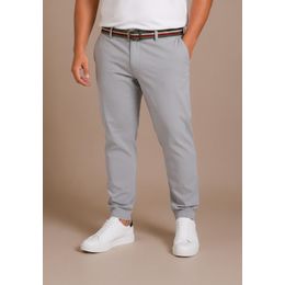 Herren Chinohose "inklusive G&uuml;rtel", grau, Gr. 56, MAN'S WORLD PLUS, unifarben, Web, Obermaterial: 100% Baumwolle, Hosen, gerade Beinform, Regular