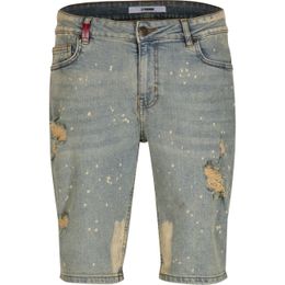 2Y Premium Herren Jeansshorts "2Y Premium Sylva Ripped Slim Fit Shorts", blau, Gr. 29, unifarben, 97% Baumwolle, 3% Elasthan, Jeans