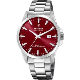 Festina Damen Quarzuhr "Swiss Made", rot, Armbanduhren, Armbanduhr, Damenuhr, Herrenuhr, Swiss Made, Edelstahlarmband, analog