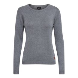 oxmo Damen Strickfleece-Pullover "Strickpullover OXEdda", grau, Gr. M, Obermaterial: 70% Viskose CV. 30% Nylon NY., Pullover