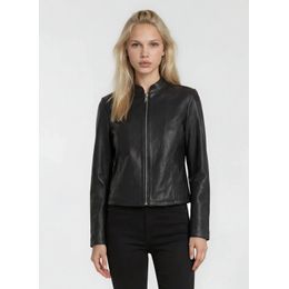 Trueprodigy Damen Lederjacke "Kami Schlichte Lederjacke mit Stehkragen und Rei&szlig;verschluss", schwarz, Gr. XS, Obermaterial: 100% Schafsleder