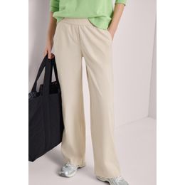Cecil Damen Stoffhose, beige, Gr. XXXL, unifarben, Web, 66% Baumwolle, 30% Polyester, 4% Elasthan, Hosen, mit Wide Legs