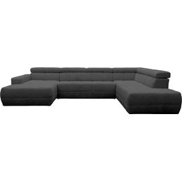 Wohnlandschaft OTTO HOME, B:359cm H:80cm T:228cm, grau, 100% Polyester, Sofas, "Ballerup 359 x 228 cm, auch mit verstellbarer Sitztiefe", Kopfteile