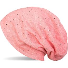 styleBREAKER Damen Beanie "Beanie mit Strass Nieten Applikation", rot, Modisch, Obermaterial: 65% Baumwolle CO. 35% Polyester PES., M&uuml;tzen