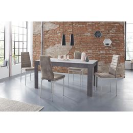 Essgruppe OTTO HOME, grau, Sitzm&ouml;bel-Sets, "Lynn160/Kate", Tisch mit 4 St&uuml;hlen
