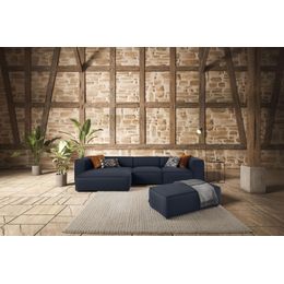 Ecksofa W.Schillig, B:341cm H:66cm T:164cm, blau, Longlife Xtra-Leder Z59: Glattleder mit modischer Pr&auml;gung. Hautst&auml;rke 0, 9 - 1, 1 mm, Wohnzimmer,