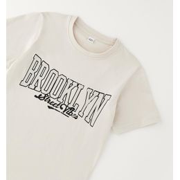 IDO Jungen Rundhalspullover "BOY SUMMER T-SHIRT", beige, Gr. 140, 100% Baumwolle, Pullover