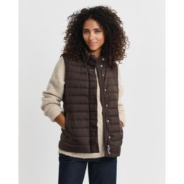Gant Damen Steppweste "LIGHT DOWN VEST", braun, Gr. S, unifarben, Web, Obermaterial: 100% Polyester. Futter: 100% Polyester. Wattierung: 90% Daunen,