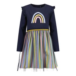 Blue Seven M&auml;dchen T&uuml;llkleid, bunt, Gr. 122, bedruckt, Jersey, Obermaterial: 95% Baumwolle, 5% Elasthan, Kleider, Baumwollmischung, Glitzerdruck