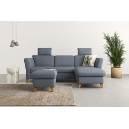 Ecksofa Home Affaire, B:249cm H:86cm T:162cm, blau, 100% Polyester, Wohnzimmer, Sofas, "Trelleborg L-Form", Federkern-Polsterung, wahlweise mit