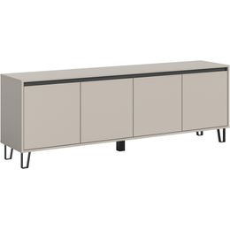 Lowboard Home Affaire, B:184cm H:64cm T:40cm, beige, Holzwerkstoff, Wohnzimmer, Sideboards, "BALTIC, Breite 184cm, grifflose Fronten, Metall-F&uuml;&szlig;e,4