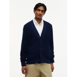 Tommy Hilfiger Herren Cardigan "WAFFLE STRUCTURE", blau, Gr. L, Strick, Obermaterial: 100% Baumwolle, Strickjacken, mit modischer Struktur und