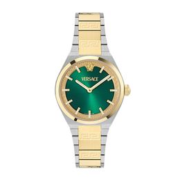 Versace Damen Quarzuhr "V-AURIA", gr&uuml;n, Armbanduhren, Armbanduhr, Damenuhr, Swiss Made, Edelstahlarmband, analog