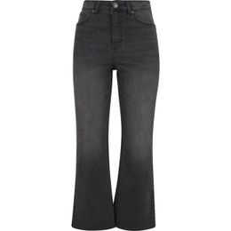 Urban Classics Damen Bequeme Jeans "Urban Classics Ladies Cropped Flared Denim Pants", grau, Gr. 32, unifarben, 100% Baumwolle, Jeans