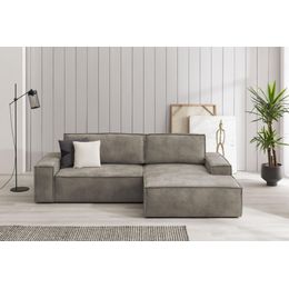 Ecksofa OTTO HOME, B:267cm H:85cm T:167cm, grau, 100% Polyester, Wohnzimmer, Sofas, "SHERWOOD Vintage Lederoptik L-Form, 267 cm", Schlaffunktion mit