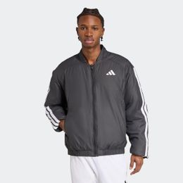 Herren Bomberjacke "ESSENTIALS CLIMAWARM 3-STREIFEN ISOLIERTE", grau, Gr. XL, adidas Sportswear, Obermaterial: 100% Polyester, Jacken