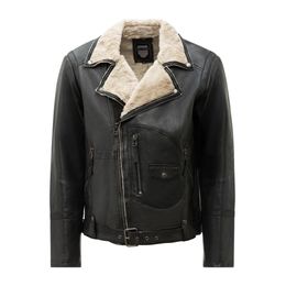 RICANO Herren Bikerjacke "Lederjacke Harlem", schwarz, Gr. XL, Obermaterial: 100% Lammnappaleder LANA. Futter: 100% Polyester PES., Jacken,