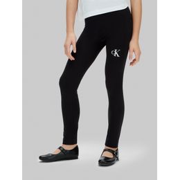 M&auml;dchen Leggings "CK LOGO LEGGING"pvh schwarz, Gr. 8, Calvin Klein Jeans, unifarben, Jersey, Obermaterial: 94% Baumwolle, 6% Elasthan, Hosen, Regular
