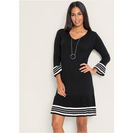 bonprix Damen Strickkleid, schwarz, Gr. 52, Obermaterial: 80% Viskose, 20% Polyamid. Unterteil: 80% Viskose, 20% Polyamid, Kleider, aus Viskose und