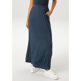 Aniston CASUAL Damen Maxirock, blau, Gr. 42, unifarben, Single Jersey, Obermaterial: 95% Viskose, 5% Elasthan, R&ouml;cke, im Marine Look