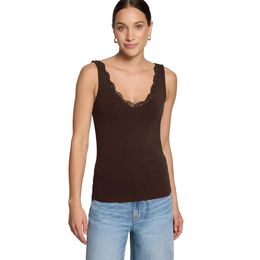 Zero Damen Tr&auml;gertop "Damen mit Spitzenkante", braun, Gr. 42, Spitze, Obermaterial: 95% Baumwolle (organic), 5% Elasthan, Tops, Spitze