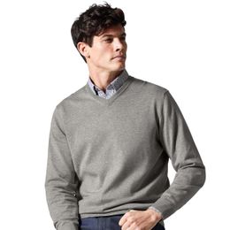 Casamoda Herren Strickpullover "Casamoda Pullover uni", grau, Gr. L, 100% Baumwolle, Pullover