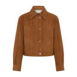 BOSS Orange Damen Lederjacke "Salisa Premium Damenmode", braun, Gr. 36, unifarben, Obermaterial: 100% Ziegenleder, Jacken, Blouson aus Veloursleder
