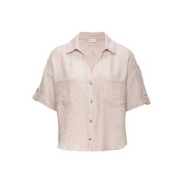 Buffalo Damen Kurzarmbluse "aus strukturierter Webware mit Melange-Optik"mauve meliert, Gr. 36, meliert, Web, Obermaterial: 100% Polyester, Blusen,