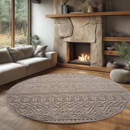 Teppich, H:7mm &Oslash;:80cm, beige, Ayyildiz Teppiche, Wohnzimmer, Teppiche, "HELIX 2202 , auch als L&auml;ufer und Rund erh&auml;ltlich", 3D-Effekt durch