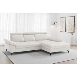 Sit & More Ecksofa SIT & MORE, B:264cm H:84cm T:181cm, wei&szlig;, Wohnzimmer, Sofas, "Vanity L-Form, B: 264 cm, Leder", Inkl.Sitz-,Kopf-und Armteilverstellung