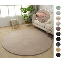 Teppich OTTO HOME, H:16mm &Oslash;:180cm, beige, Kunstfaser, Microfaser, Wohnzimmer, Teppiche, "Cali", Uni-Farben, kuschelig, & weich, waschbar, Wohnzimmer,