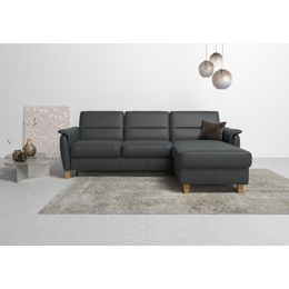 Ecksofa Home Affaire, B:244cm H:89cm T:163cm, schwarz, Luxus-Microfaser (100% Polyester);Struktur (100% Polyester);Luxus-Microfaser in Lederoptik