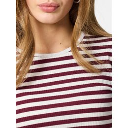 Pieces Damen Langarmshirt "PCRUKA LS TOP NOOS BC", rot, Gr. L, gestreift, Single Jersey, Obermaterial: 95% Baumwolle, 5% Elasthan, Shirts,