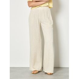 Apricot Damen Leinenhose "Breite Hose aus Leinenmischung", beige, Gr. 34, Strick, Obermaterial: 87% Viskose CV. 11% Leinen LI. 2% sonstige Fasern