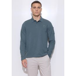 Street One MEN Herren Poloshirt, blau, Gr. M, unifarben, Web, 100% Baumwolle, Shirts, aus reiner Baumwolle