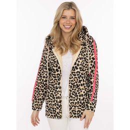 Zwillingsherz Damen Kapuzensweatjacke ""Leo Stripe"", bunt, Gr. S, Sweatware, Obermaterial: 50% Baumwolle, 50% Polyester, Sweatjacken, Leomuster,