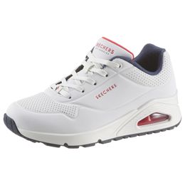 Skechers Damen Wedgesneaker "Uno - Stand on Air", Gr. 38, wei&szlig;, Lederimitat, Schuhe, Freizeitschuh, Halbschuh, Schn&uuml;rschuh mit feiner Perforation