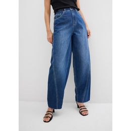 bonprix Damen Loose-fit-Jeans, blau, Gr. 46, Obermaterial: 66% Baumwolle, 34% Lyocell (TENCEL ), Jeans, lockere Passform, superweiches, federleichtes