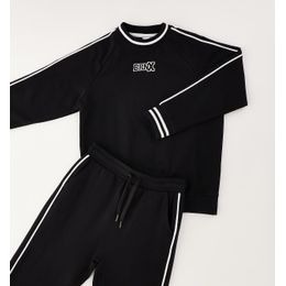 IDO M&auml;dchen Sportanzug "BOY SET", schwarz-wei&szlig;, Gr. 128, 100% Baumwolle, Sportanz&uuml;ge
