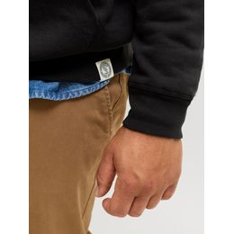 Jack & Jones PlusSize Herren Kapuzensweatshirt "JORFREDERIKSBERG GRAPHIC BOX SWEAT H PLS", schwarz, Gr. XXXL, JACK & JONES PLUSSIZE, bedruckt, angeraute Sweatware,