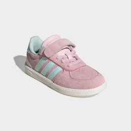 M&auml;dchen Sneaker "BREAKNET SLEEK KINDER", adidas Sportswear, Gr. 33, rosa, Leder, Schuhe, inspiriert vom Design des adidas handball spezial