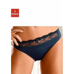 Damen Slip, NUANCE BY LASCANA, Gr. 48, blau, Obermaterial: 92% Polyester, 8% Elasthan, Unterhosen, mit sch&ouml;ner Stickereispitze, als Dessous-Set