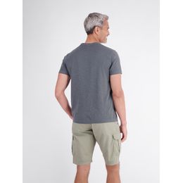 Lerros Herren Kurzarmshirtlava grau, Gr. L, meliert, unifarben, Single Jersey, Obermaterial: 100% Baumwolle, Shirts, Sommershirt mit V-Ausschnitt