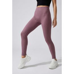 Only Play Damen Trainingstights "ONPJAIA LIFE HW LOUNGE", rosa, Gr. S, unifarben, Rippware, Obermaterial: 75% Nylon, 15% Polyamid, 10% Elasthan,
