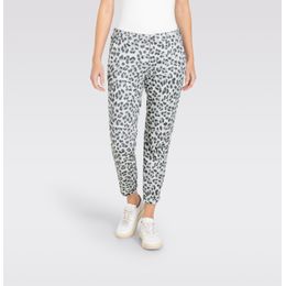 MAC Damen Chinohose "CHINO turn up", silber, Gr. 44, unifarben, Web, Obermaterial: 96% Baumwolle, 4% Elasthan, Hosen, mit dezentem Glanz, elegant und