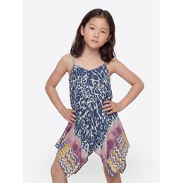 Koroshi Kleid M&auml;dchen Gr&ouml;&szlig;e 116 creme / dunkelblau / violettblau / orange