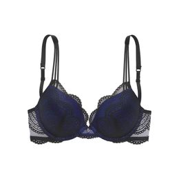 Lascana Damen Push-up-BH "Kira", Gr. 75royalblau, schwarz, Spitze, Obermaterial: 50% Polyamid, 43% Polyester, 7% Elasthan, BHs, mit extravagantem